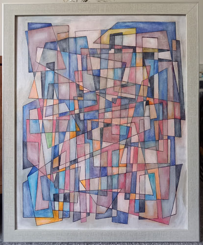 V. Large Original Mixed Media Oil On Board Painting Collage Alex Benson ...