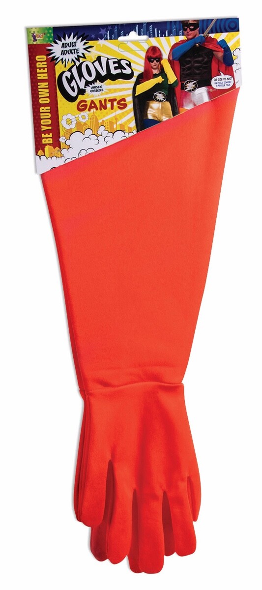 Adult Super Hero Red Gauntlets Long Gloves One Size Cosplay Costume ...