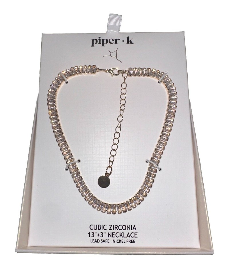 Piper K Gold Tone Plated Cubic Zirconia Diamond Baguettes Style Tennis ...