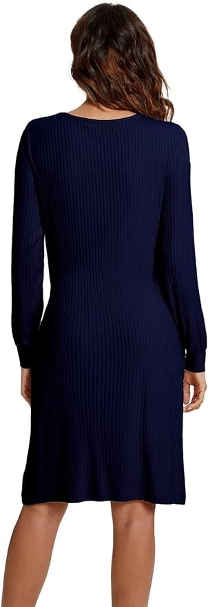 2XL Hegeo Women's Sweet and Elegant Long Puff Sleeve Tie Waist Dresses ...