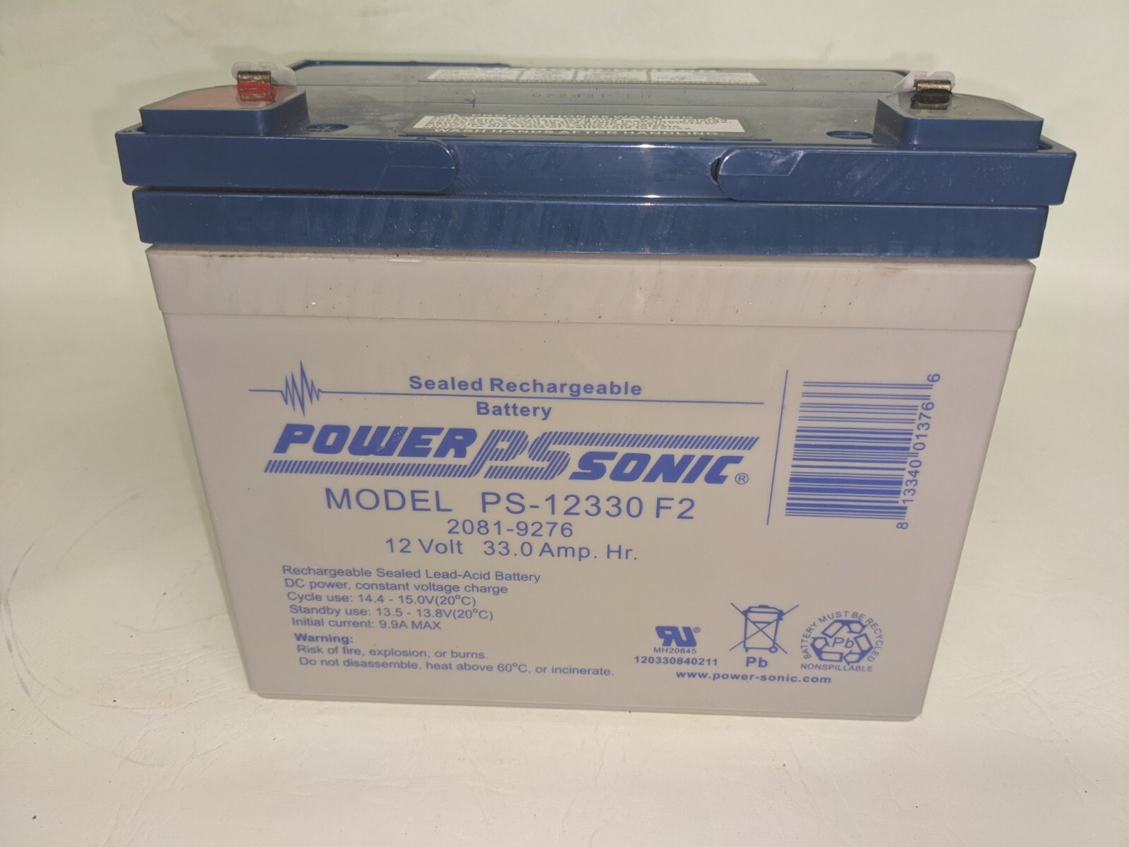 Power Sonic PS-12330 Lead Acid Rechargeable Battery 7.8 x 5.2 x 7.07 ...