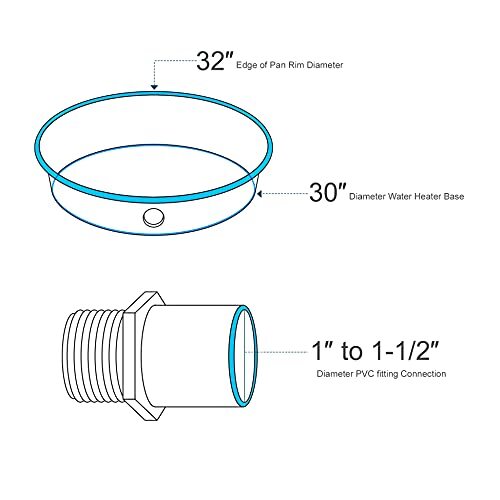 Everflow AWHP30 Aluminum Water Heater Drain Pan with 1 in. - 1-1/2 in ...