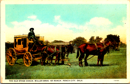 Lithograph Postcard Stage Coach Miller Brothers 101 Ranch Ponca City ...
