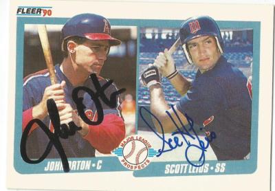 1990 Fleer Rookie SCOTT LEIUS / SCOTT ORTON dual autograph TWINS ...