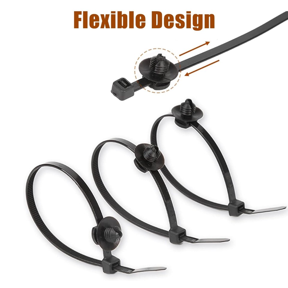 Cable Zip Ties 8 Inch, Black Zip Ties with Retainer - Fir Tree Nylon ...