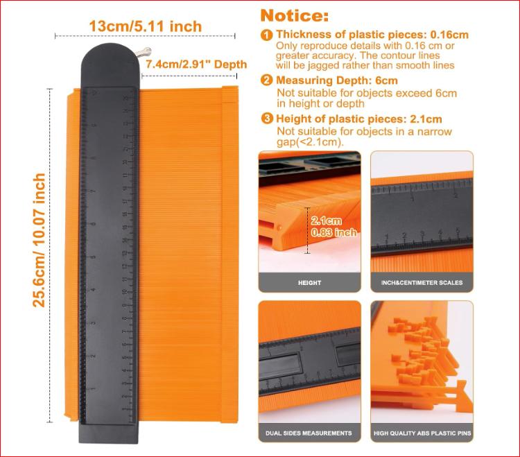 10 Inch Super Gauge Shape and Outline Tool, Contour Gauge Profile Tool ...