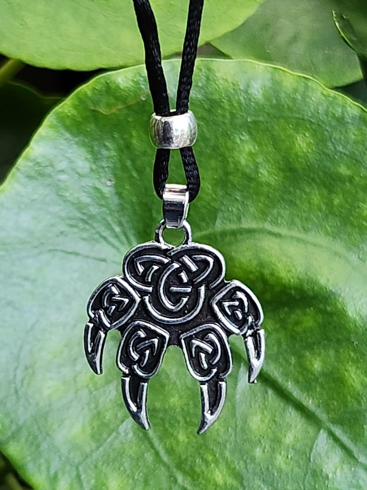 Wolf Paw Necklace Viking Heathen Norse Beaded Pendant Corded Necklace ...