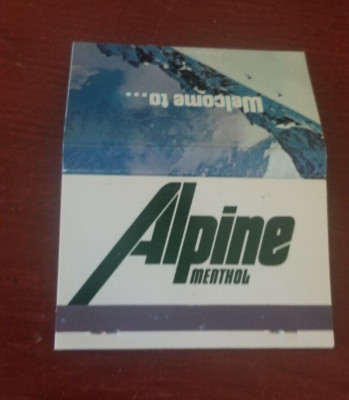 Vintage Matchbook Cover Alpine Menthol Cigarettes Alpine Experience ...