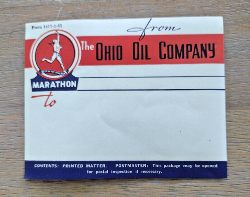 Vintage 1951 Unused Marathon The Ohio Oil Company Mailing Label | eBay
