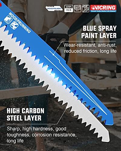 Wood Pruning Reciprocating Saw Blades, High Carbon Steel Blade(5 Pack/9 ...