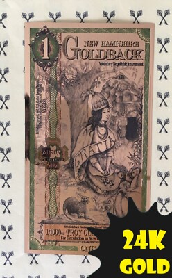 2021 New Hampshire Goldback 1 with 24K Aurum GOLD on back of note | eBay