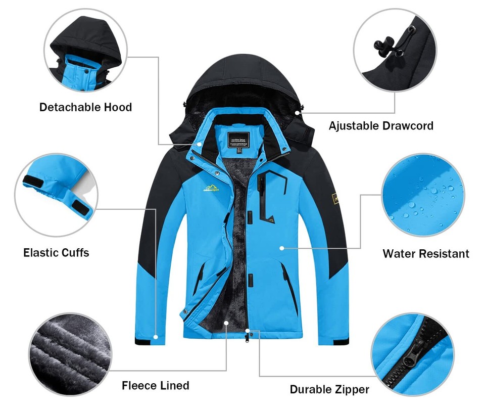 Womens Winter Ski Snow Jacket Thermal Fleece Lined Outdoor Work Casual ...