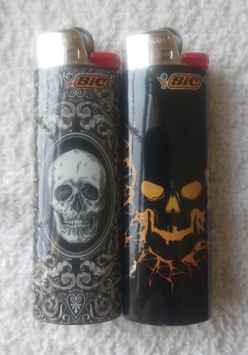 Two Bic lighters skulls spooky Halloween | eBay