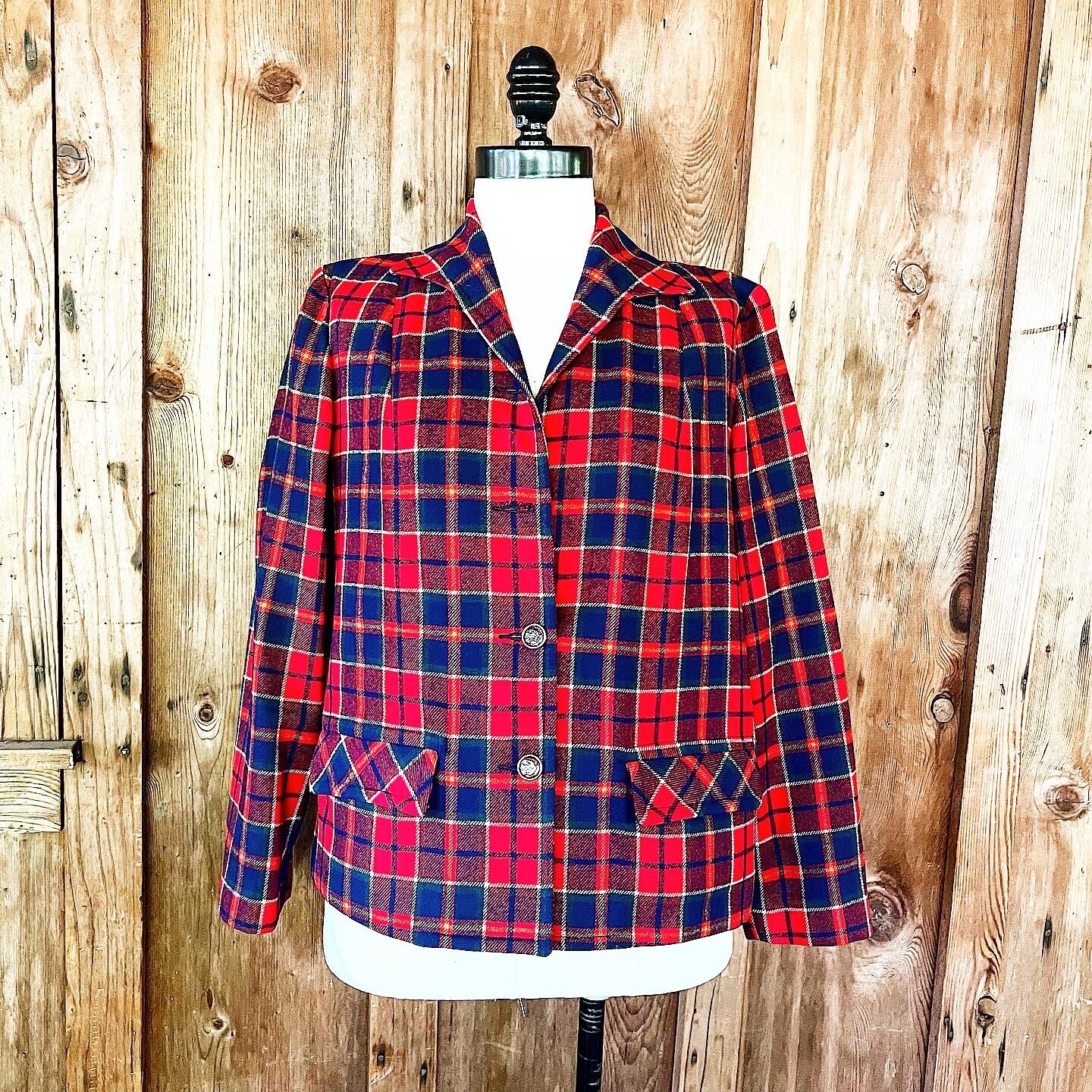 RARE PENDLETON SET 60’s 60s Vintage Red Plaid Wool 49… - Gem