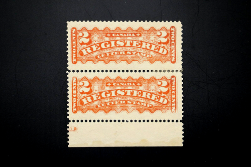 Canada #F1i Pair 2C Orange Red Registration Stamp OG MH-VF Re-Entry w ...