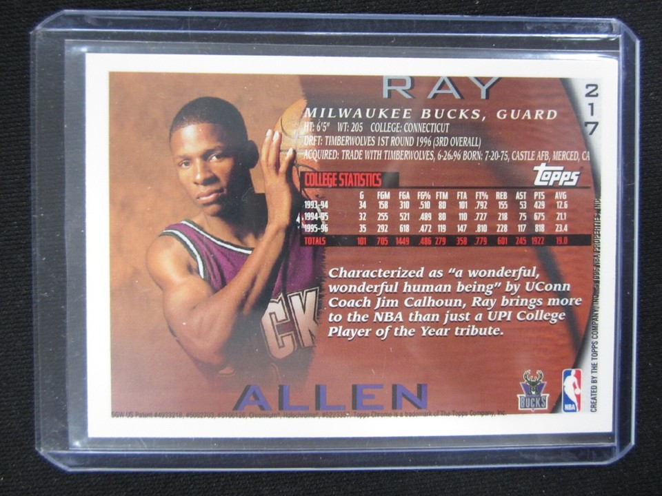 1996 TOPPS CHROME RAY ALLEN ROOKIE #217 | eBay