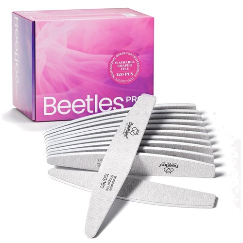 120Pcs Beetles Professional Nail File Double Sided Emery Board 100/180 ...