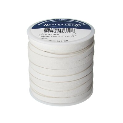Deerskin Lace Spool 3/16" x 50 ft White - Craft Jewelry Garment Leather ...