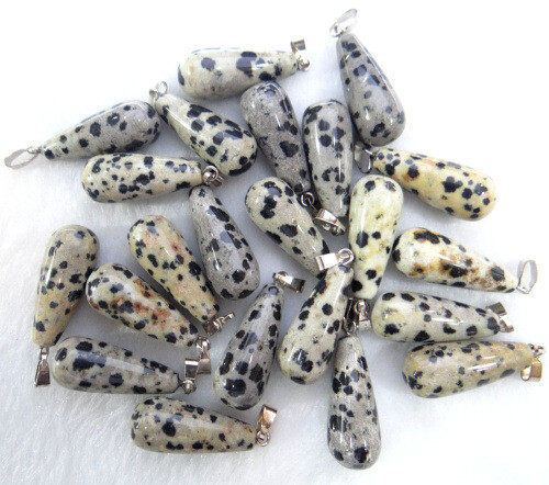50pcs Natural Spotted Stone Long Water Drop Beads Pendants DIY Jewelry ...