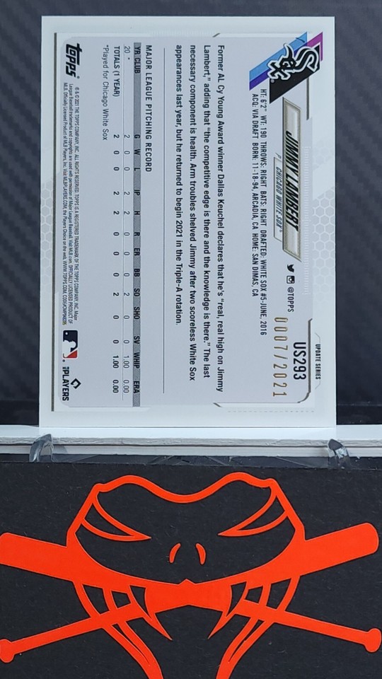 Jimmy Lambert 2021 Topps GOLD SP ROOKIE /2021 #US293 - White Sox RC | eBay