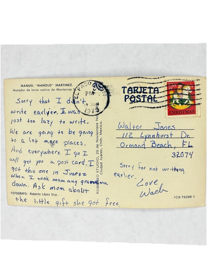 Vintage 1970s Postcard Matador Manolo Martinez Bullfighter Juarez ...