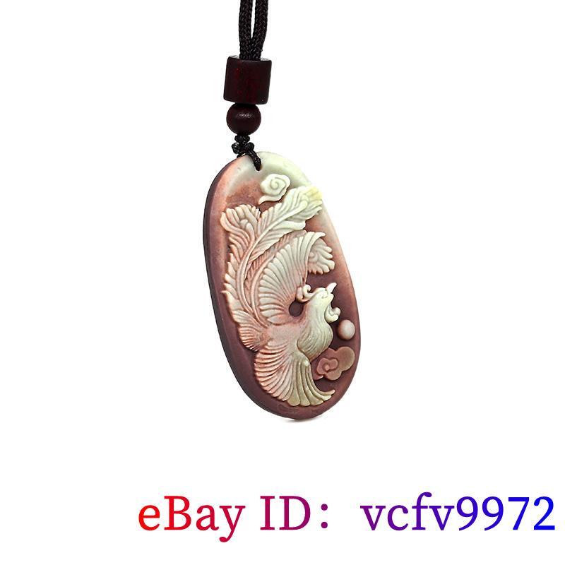 Jade Phoenix Pendant Natural Carved Luxury Real Charm Necklace Jewelry ...