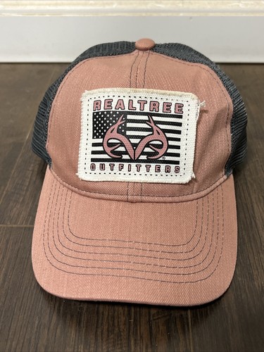 Realtree Outfitters Patch on Pink/Grey Mesh Snapback Cap Trucker ...
