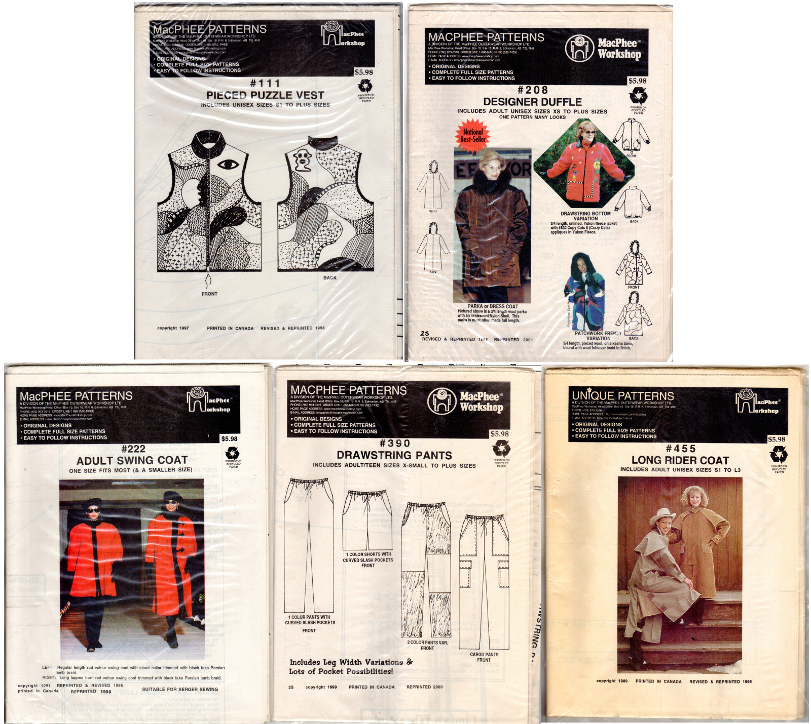 CHOICE: MacPHEE Workshop Patterns New & UNCUT Coats Vest Pants Unisex | eBay