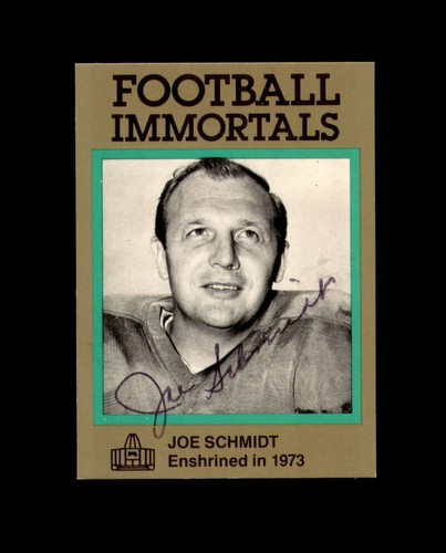 Joe Schmidt Hand Signed 1985-88 Football Immortals Detroit Lions ...