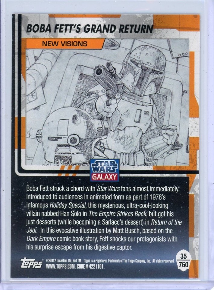 2012 Topps Star Wars Galaxy 7 "BOBA FETT'S GRAND RETURN" Base Set Card ...