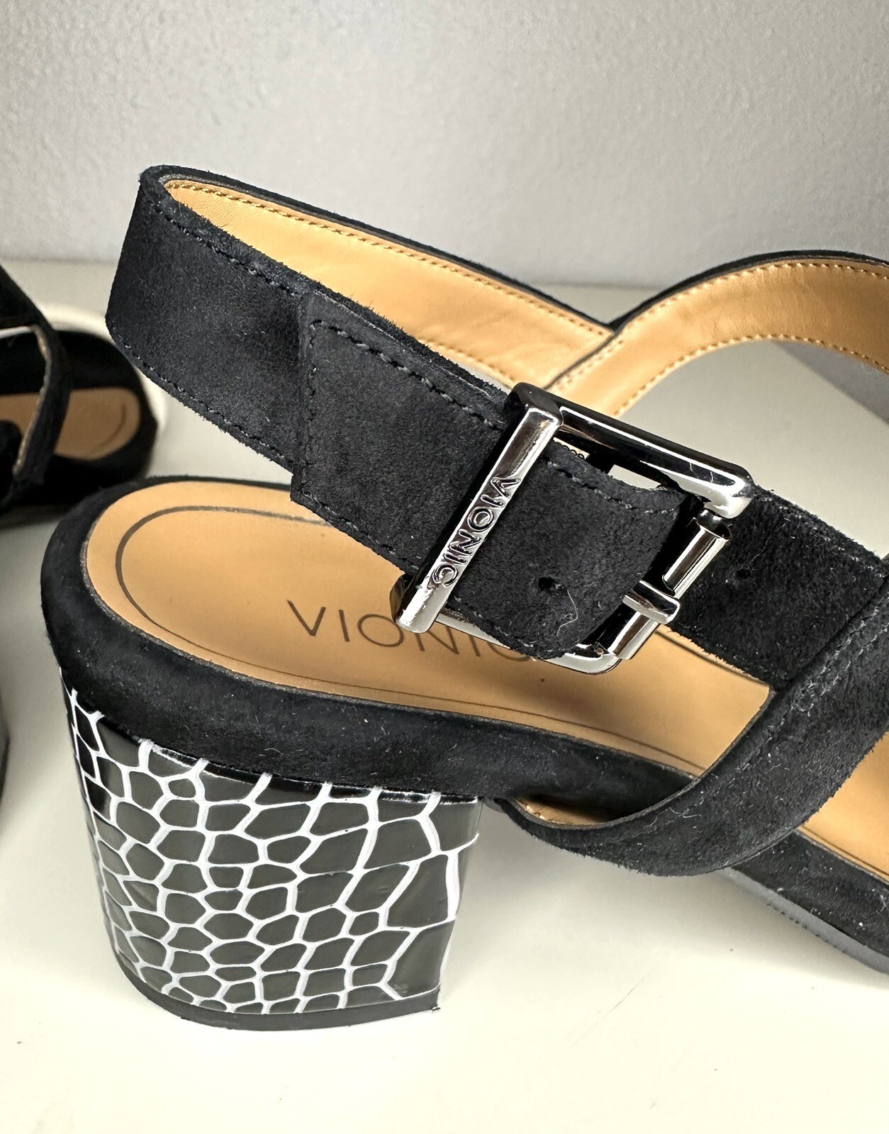Vionic Black Suede Paula Side Croc Slingback Sandals … - Gem