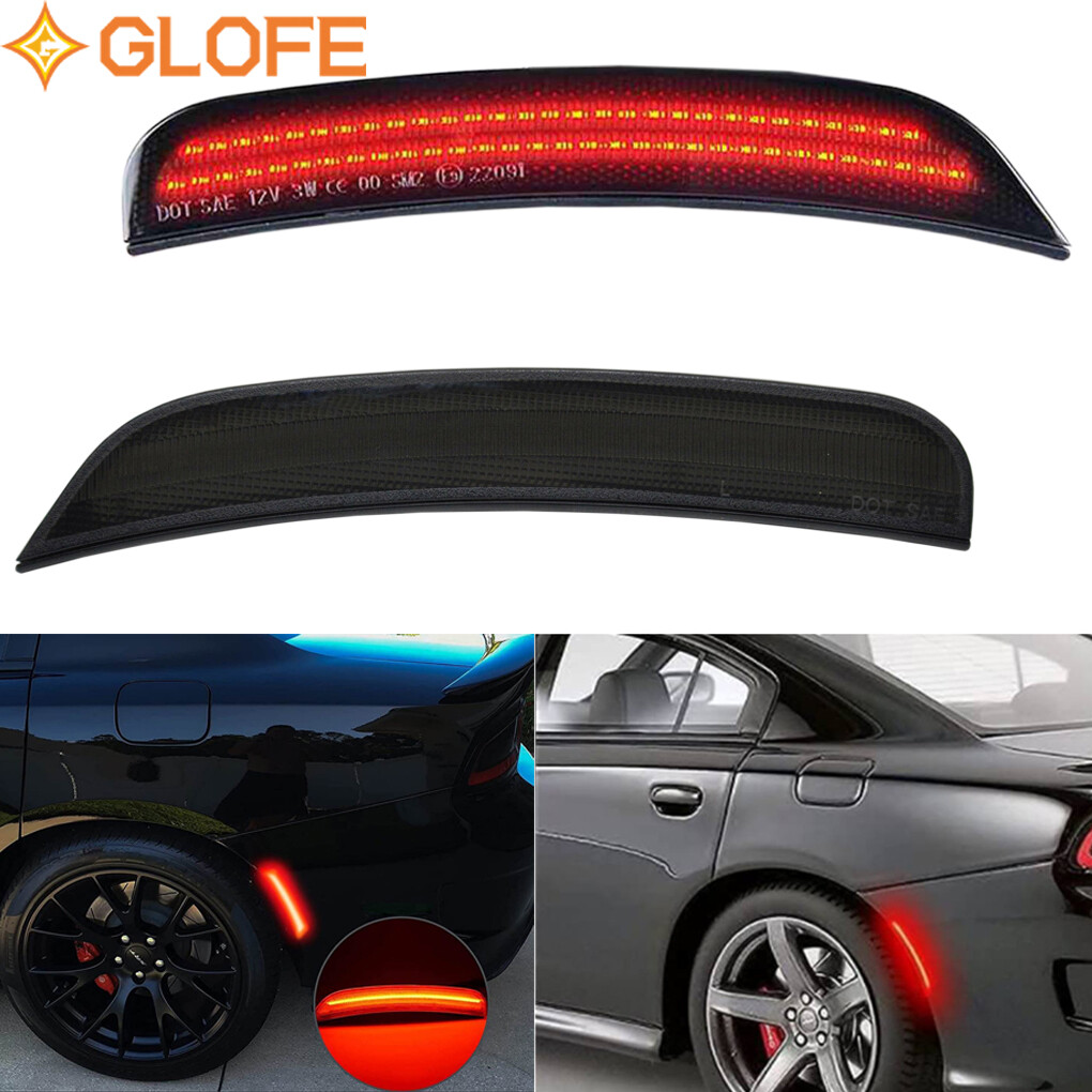 For 2015-2021 Chrysler 300 Smoked Lens Red LED Rear Side Marker Light ...