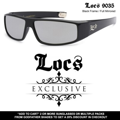 LOCS 9035 Black Silver Mirror Sunglasses | Gangster Cholo Full Mirrored ...
