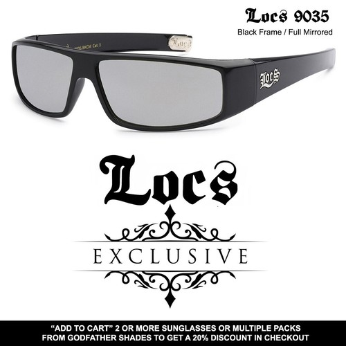 LOCS 9035 Black Silver Mirror Sunglasses | Gangster Cholo Full Mirrored ...