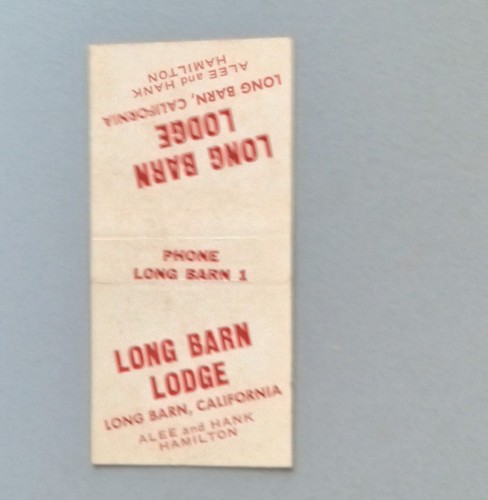 Long Barn Lodge Long Barn CA Matchbook Cover Bobtail | eBay