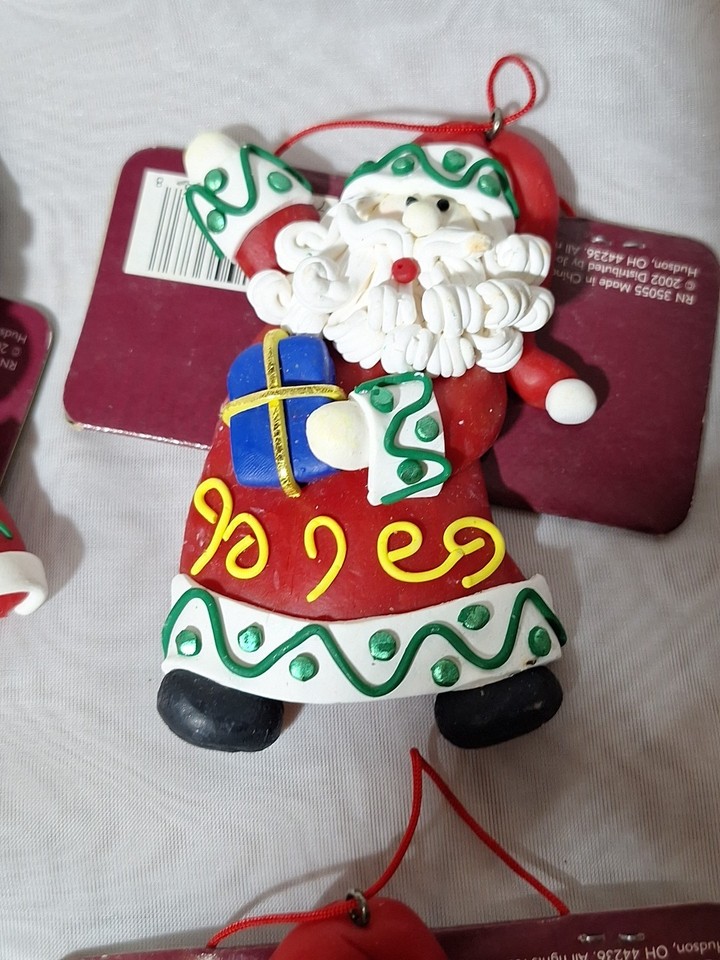 Santa Claus Polymer Clay Christmas Holiday Ornament (6) Clay Dough | eBay