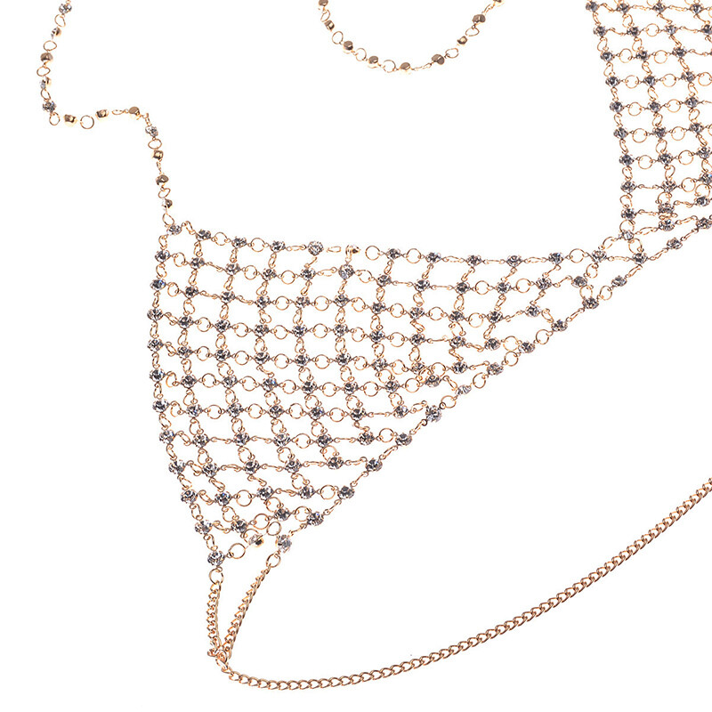 Crystal Bra Chain women Body Chain Beach Bikini Chest Tops Rhinestone ...