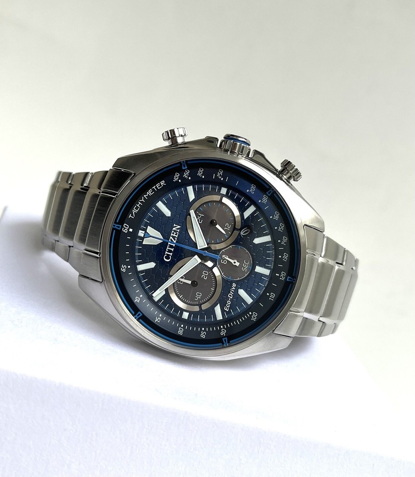 New! Citizen Eco-Drive Watch CA4560-81L Chronograph Blue Dial Silver ...