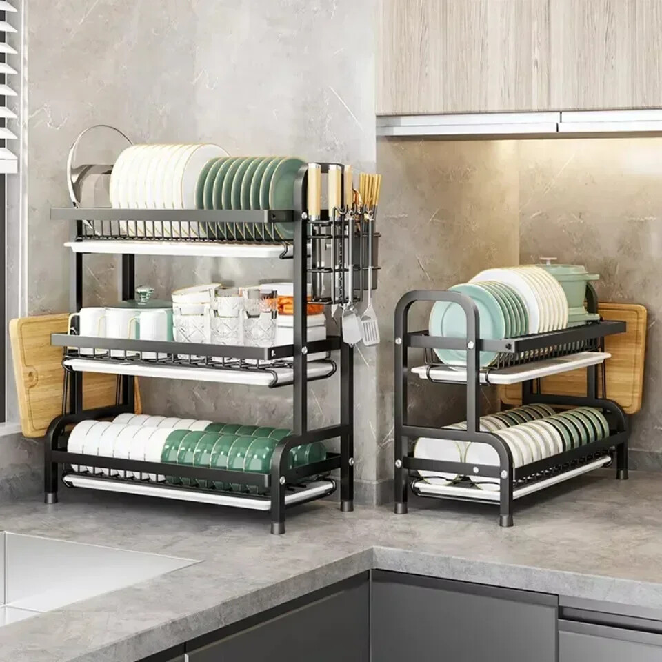 Kitchen Dish Rack Multi-Storey Storage Cupboard Stainless Drain ...