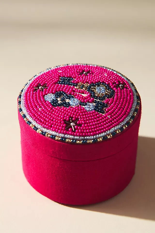 Anthropologie FORTUNE Magic Keys Beaded Lid Jewelry Stash Box Gift ...
