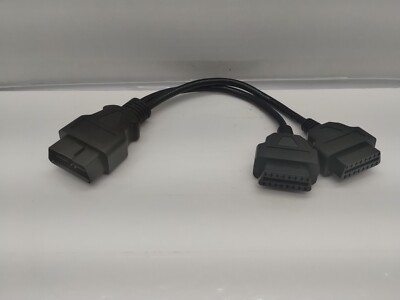 30cm/12 Right Angle OBD2 OBDII Y Splitter Cable 1x Male and 2x Female ...