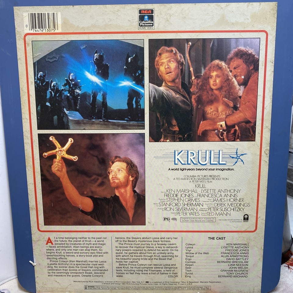 RCA CED Videodisc Selectavision 1983 Krull Cult Classic Untested | eBay