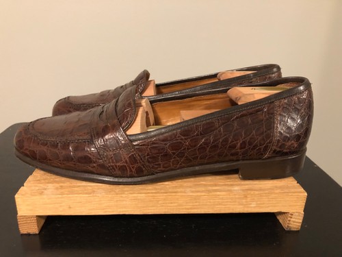 Men's Zelli Brown Genuine Crocodile Low Vamp Loafers-Size 11M-Made in ...