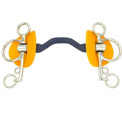 Pelham Bit Flexible Mullen Mouth | Soft Rubber | Orange Guards | 6 ...