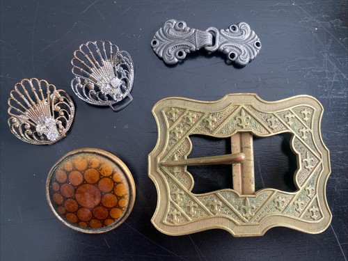 Lot Of Antique Victorian Nouveau Belt Buckles Cape Clasps Brass France ...