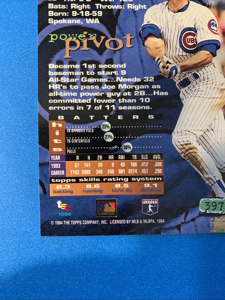 1994 Topps Stadium Club - Ryne Sandberg #397 Chicago Cubs | eBay