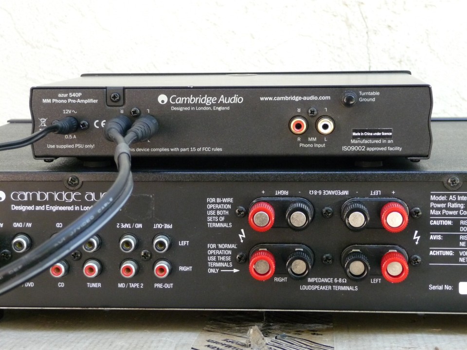 Cambridge Audio A5 Stereo Integrated Amplifier + 540P MM Phono Pre ...