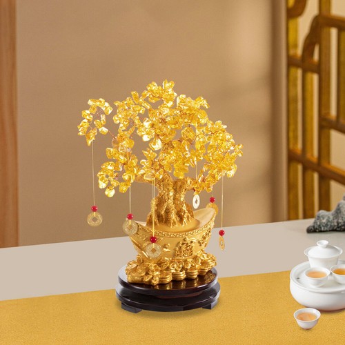 Yellow Crystal Stones Feng Shui Fortune Money Tree Wealth Luck ...