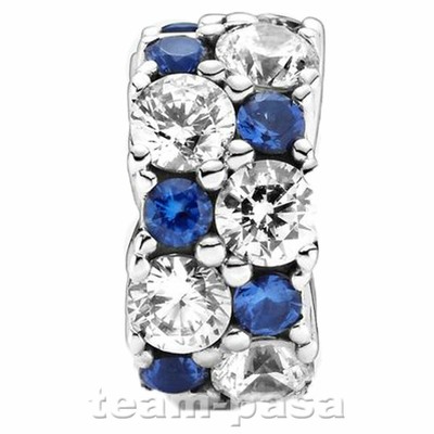 PANDORA 799171C01 blau und klar funkelnder Clip Silber Schmuck ALE 925 ...