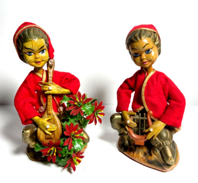 1960's Tilso Golden Fantasy Pixie Elf Elves Lute Lyre 7" Christmas ...